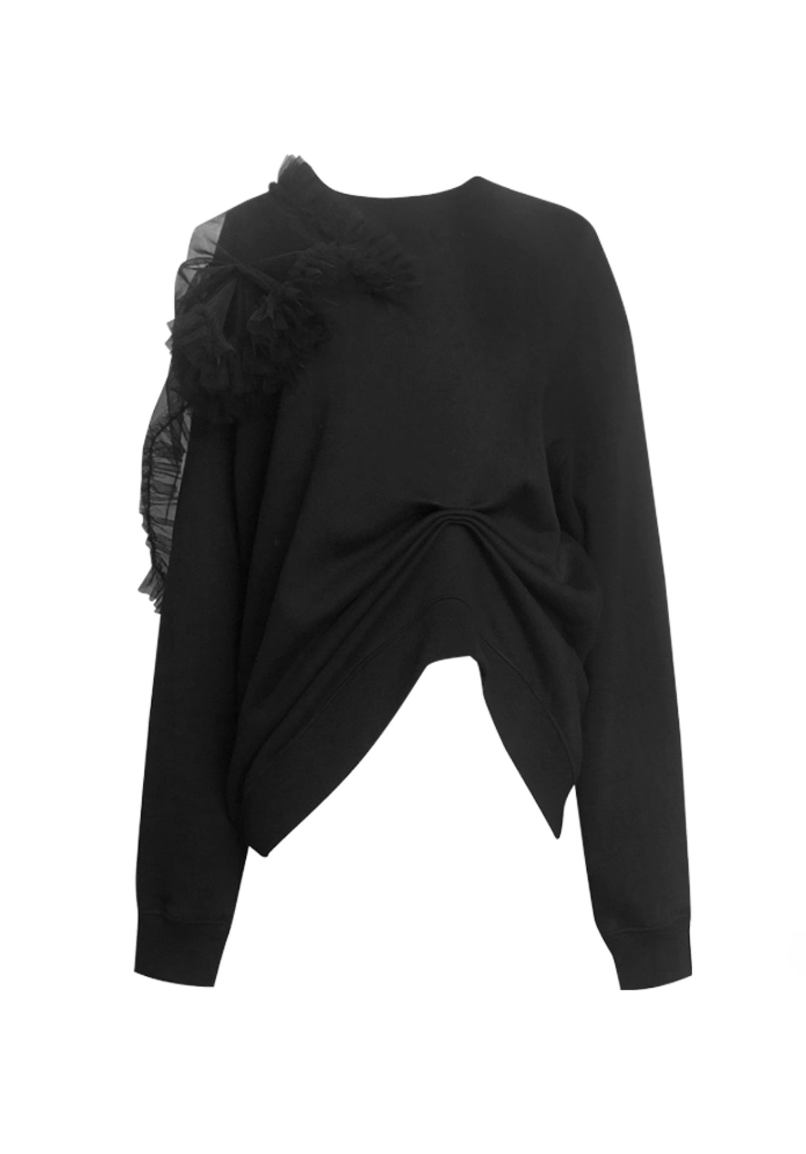 DRAPED CREWNECK WITH TULLE PATCH – ACT N°1